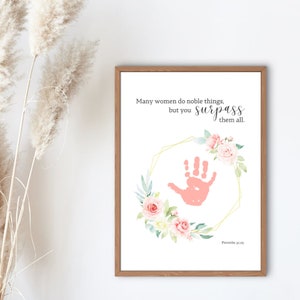 Mothers Day Bible Craft, Printable Mom Handprint Art, Christian Sunday ...
