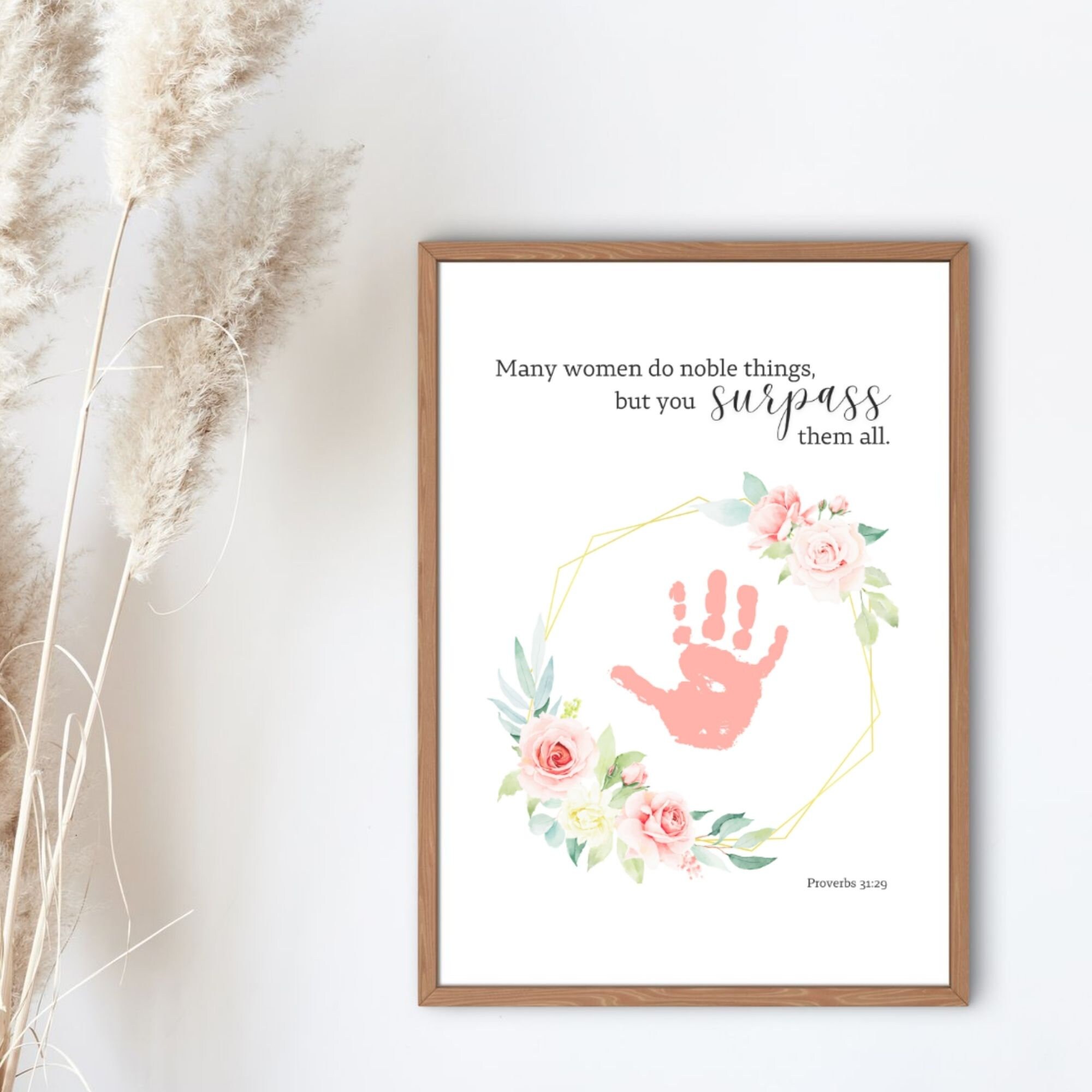 Mothers Day Bible Craft, Printable Mom Handprint Art, Christian Sunday ...