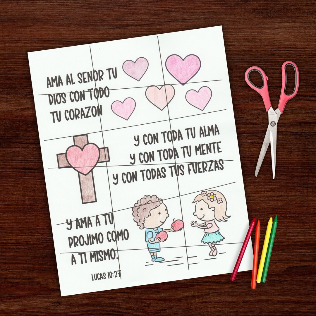 Spanish Bible Verse Puzzle Printable Lucas 10:27, Escuela Biblical ...