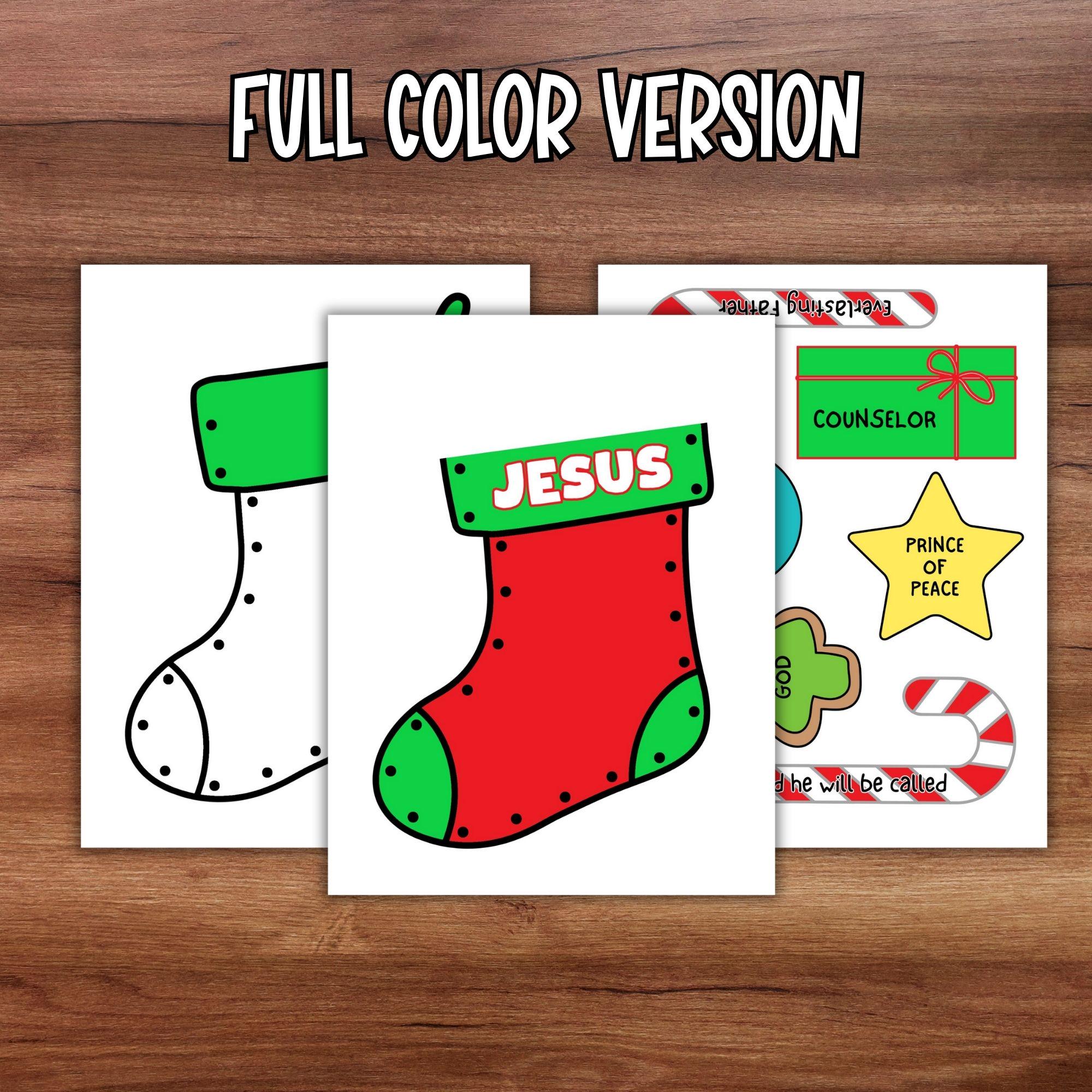 Christmas Bible Craft Names of Jesus Stocking Sunday School Advent ...