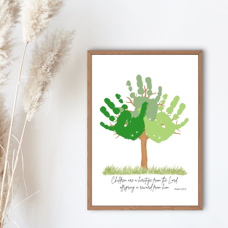 Father's Day Handprint Tree Bible Verse Craft, DIY Preschool Toddler ...