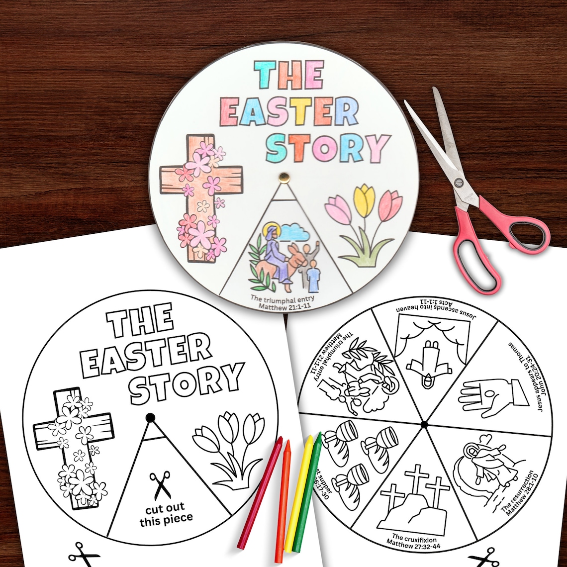 Easter Coloring Wheel Craft Bundle, Sunday School Lesson Activity ...