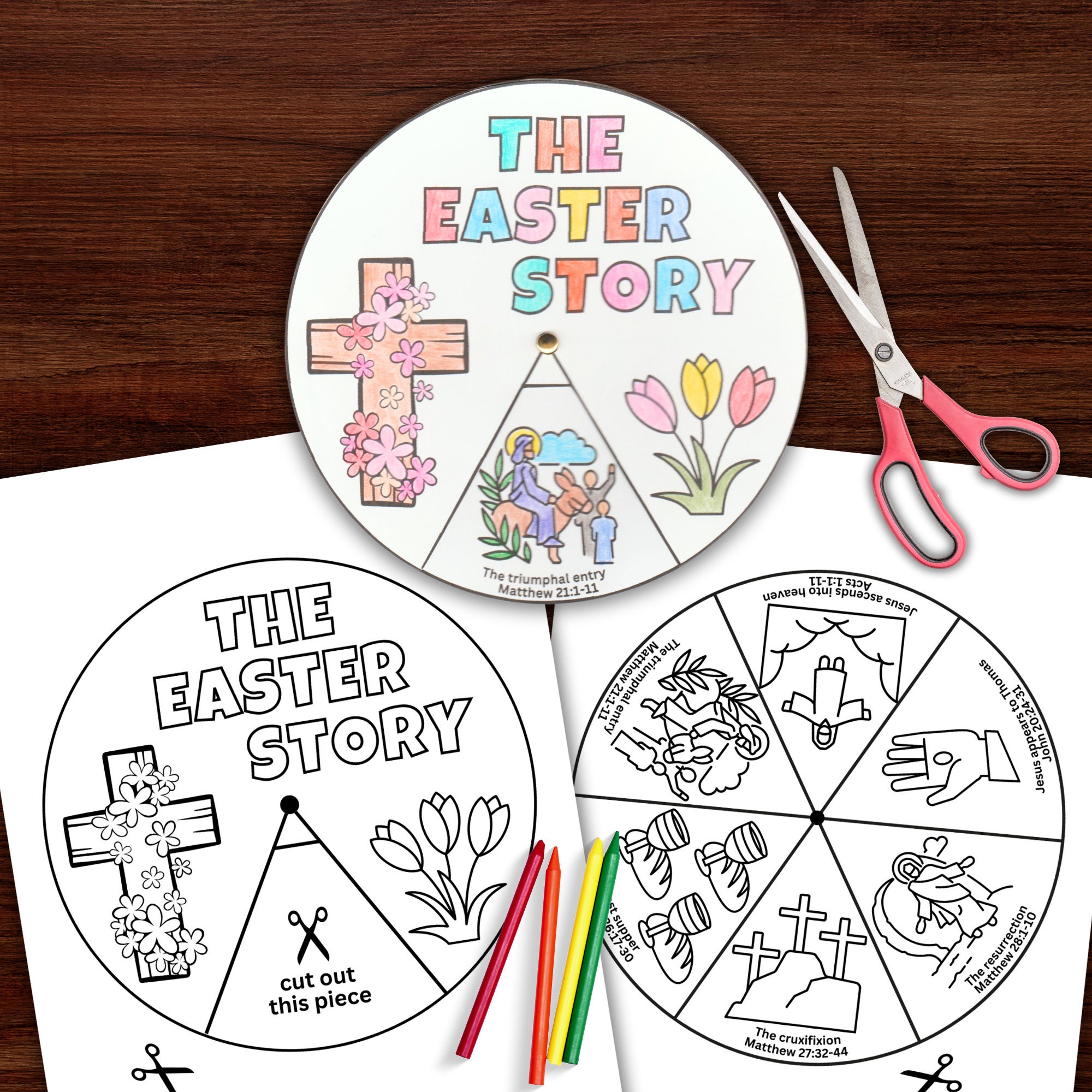 Easter Coloring Wheel Craft Bundle, Sunday School Lesson Activity ...