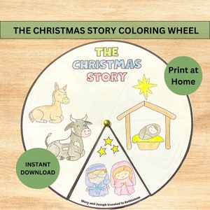 Christmas Story Coloring Wheel, Printable Nativity Christmas Preschool ...