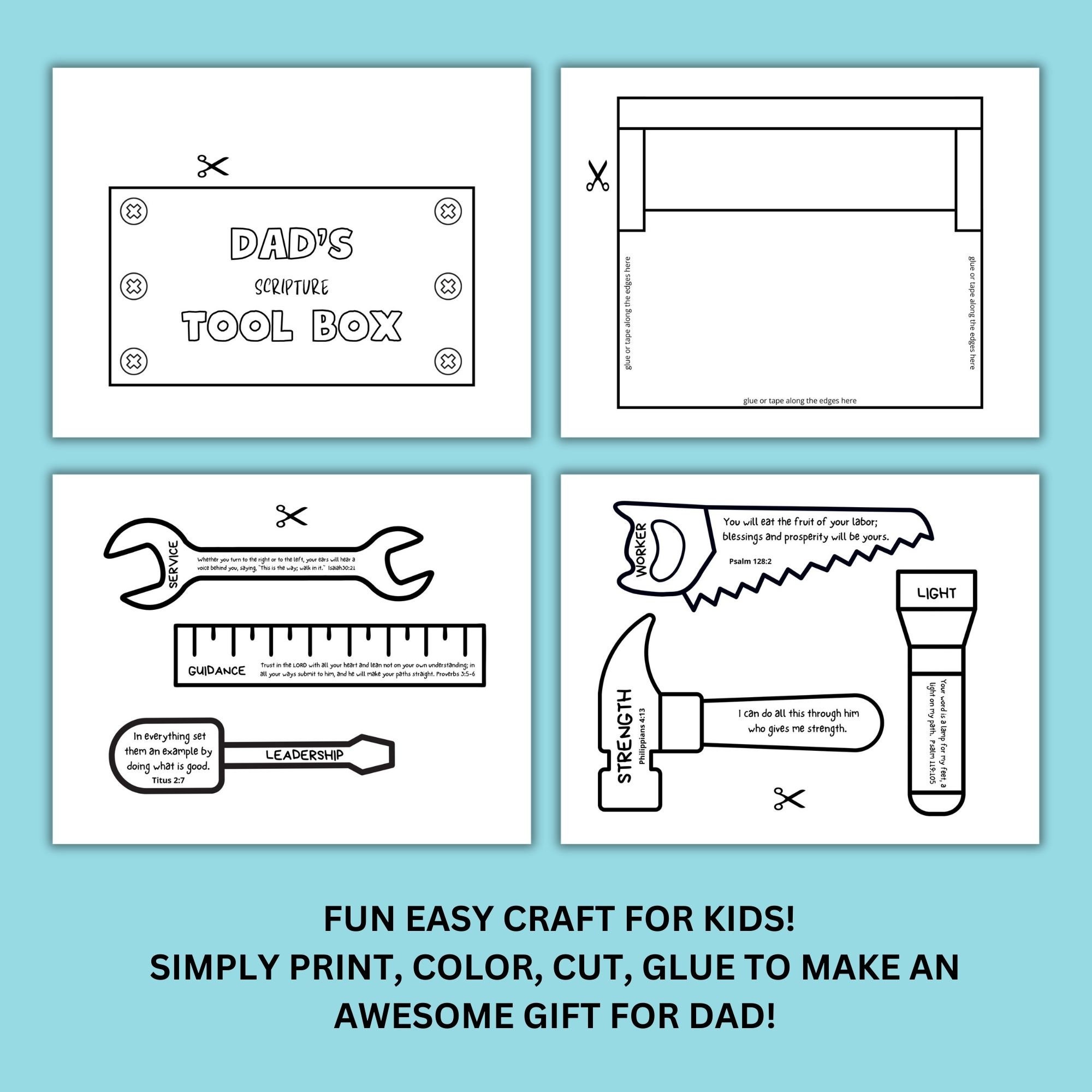 Fathers Day Craft Bundle, Sunday School Printable Kids Bible Lesson ...