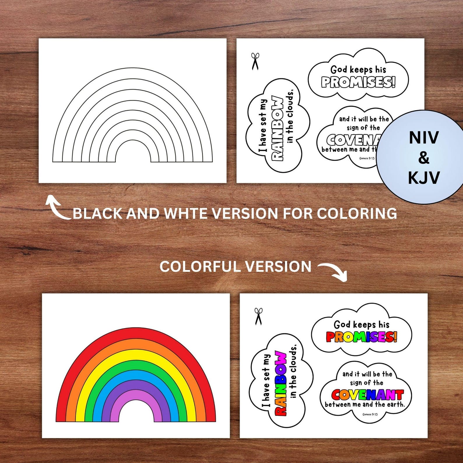 God's Promise Rainbow Craft Bible Lesson Printable, Sunday School ...