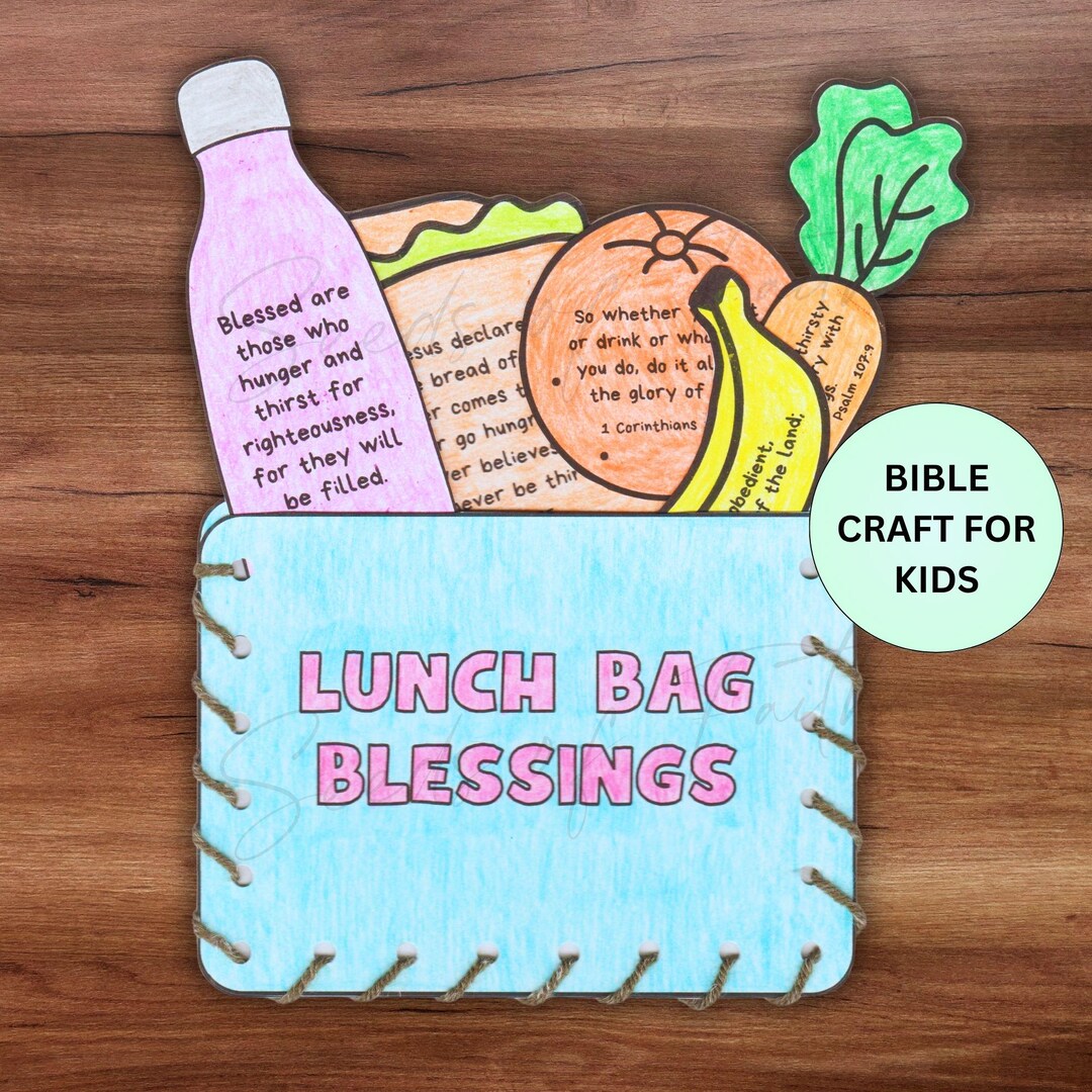 Back to School Bible Lesson Craft Lunch Bag Blessing Printable Sewing ...