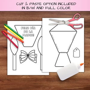 Spanish Mother's Day Flower Bouquet Coloring Sewing Craft, Feliz Dia De ...