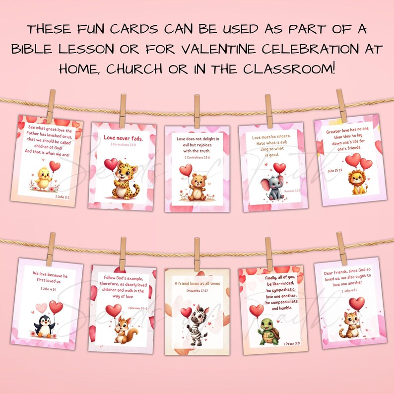 Christian Valentines Day Classroom Cards, Bible Verse Valentines Day ...