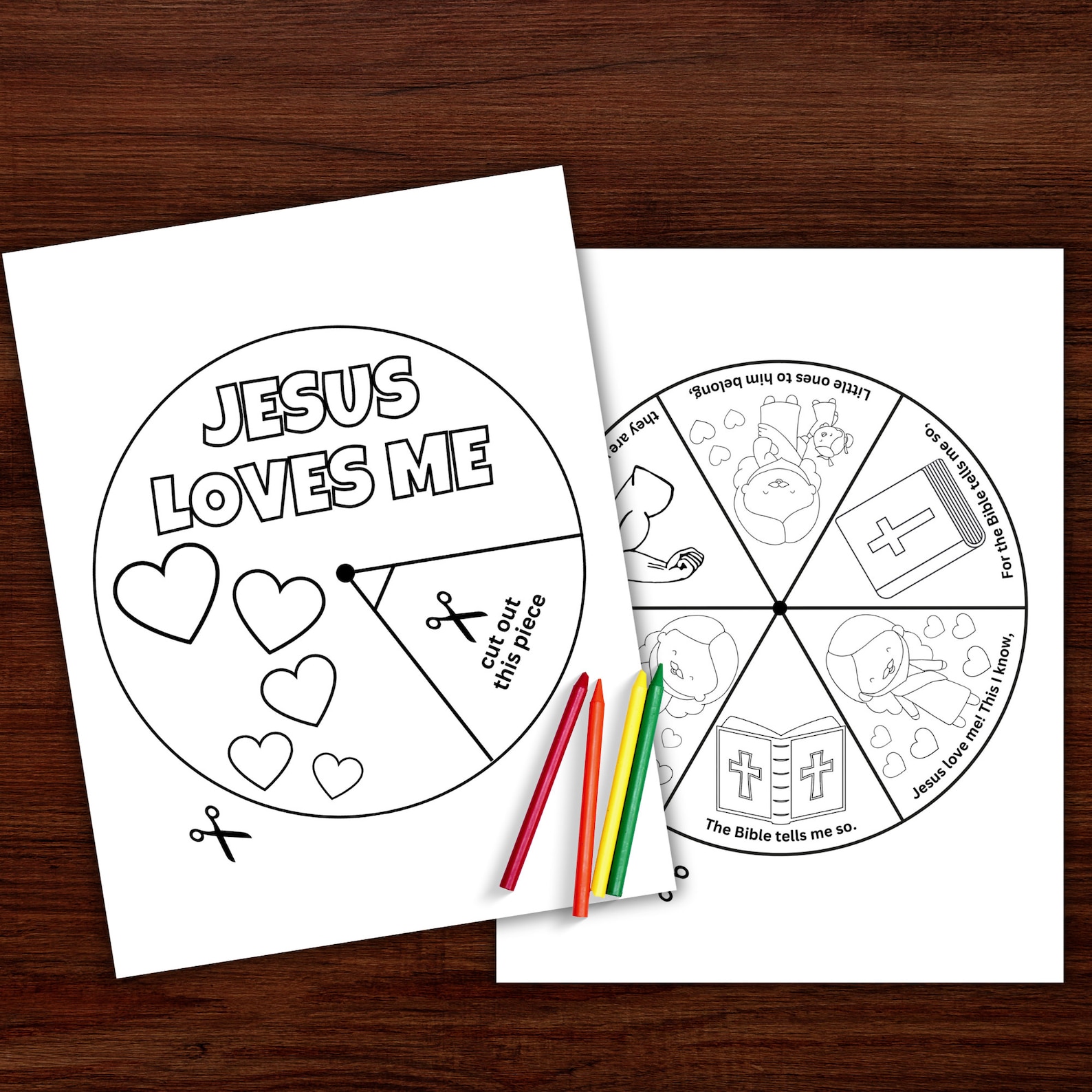 Jesus Loves Me Coloring Wheel, Printable Valentines Bible Activity ...