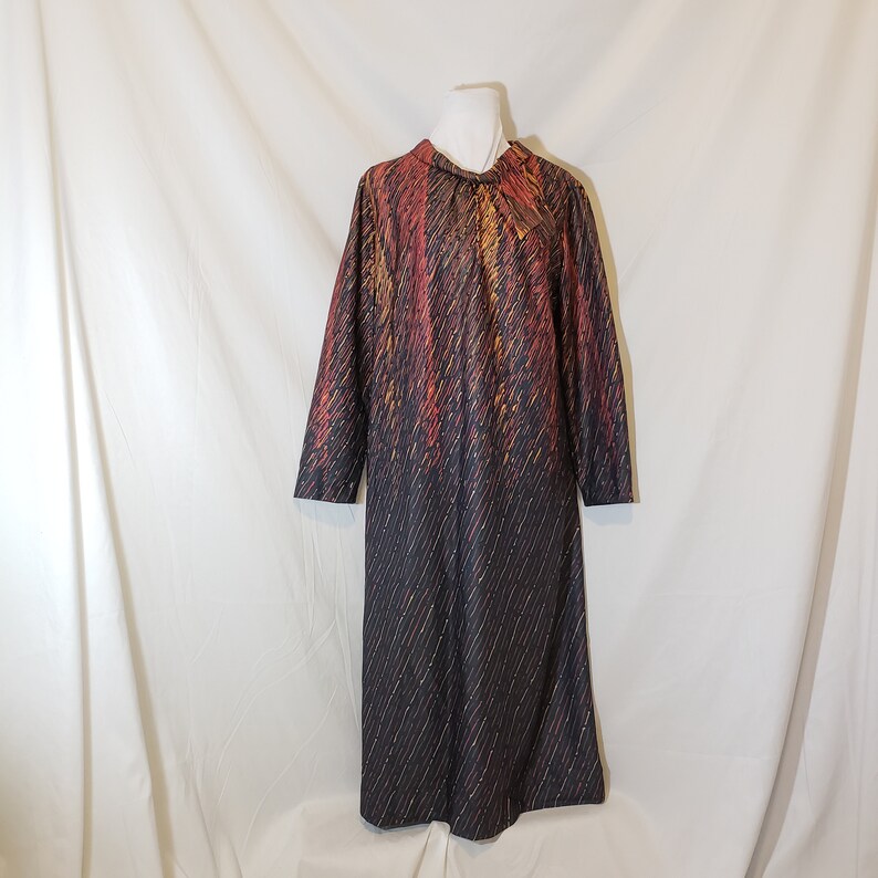 Vintage 60s Mid Century Mod Colorful Geometric Tie-neck Midi Dress ...