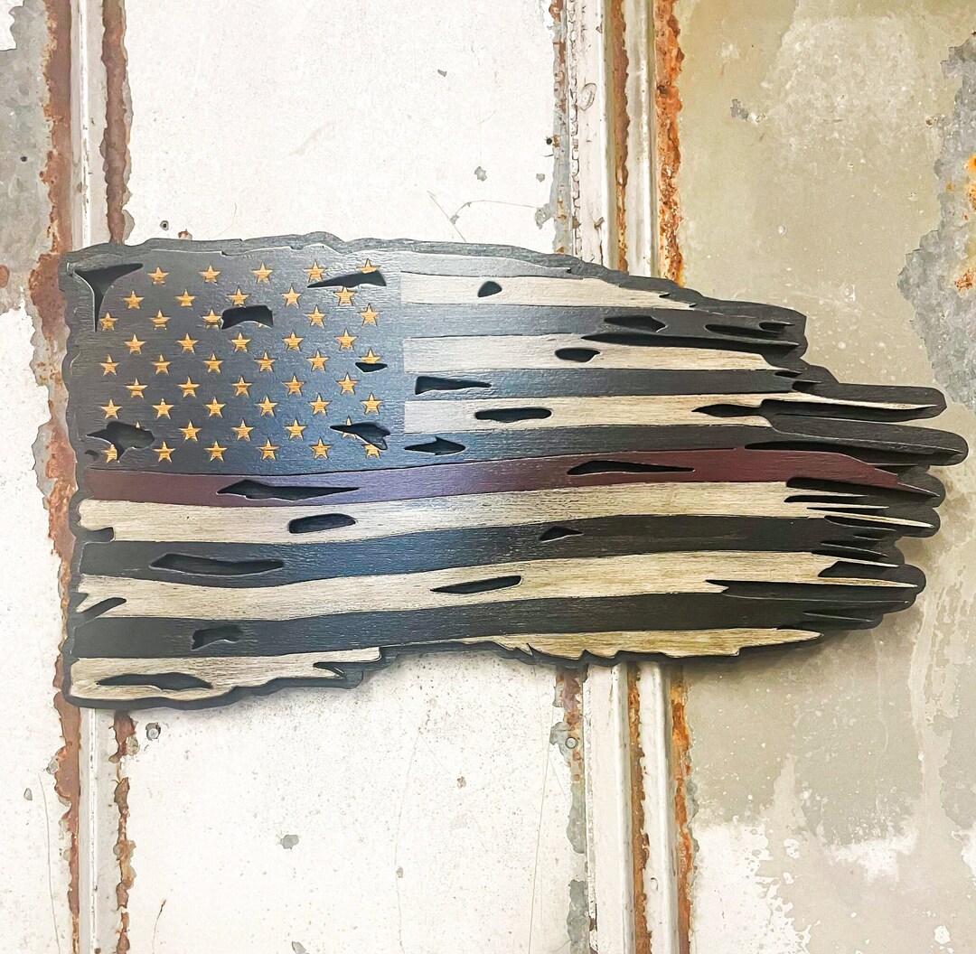 Thin Red Line American Worn Flag, Firefighters, Home Decor - Etsy