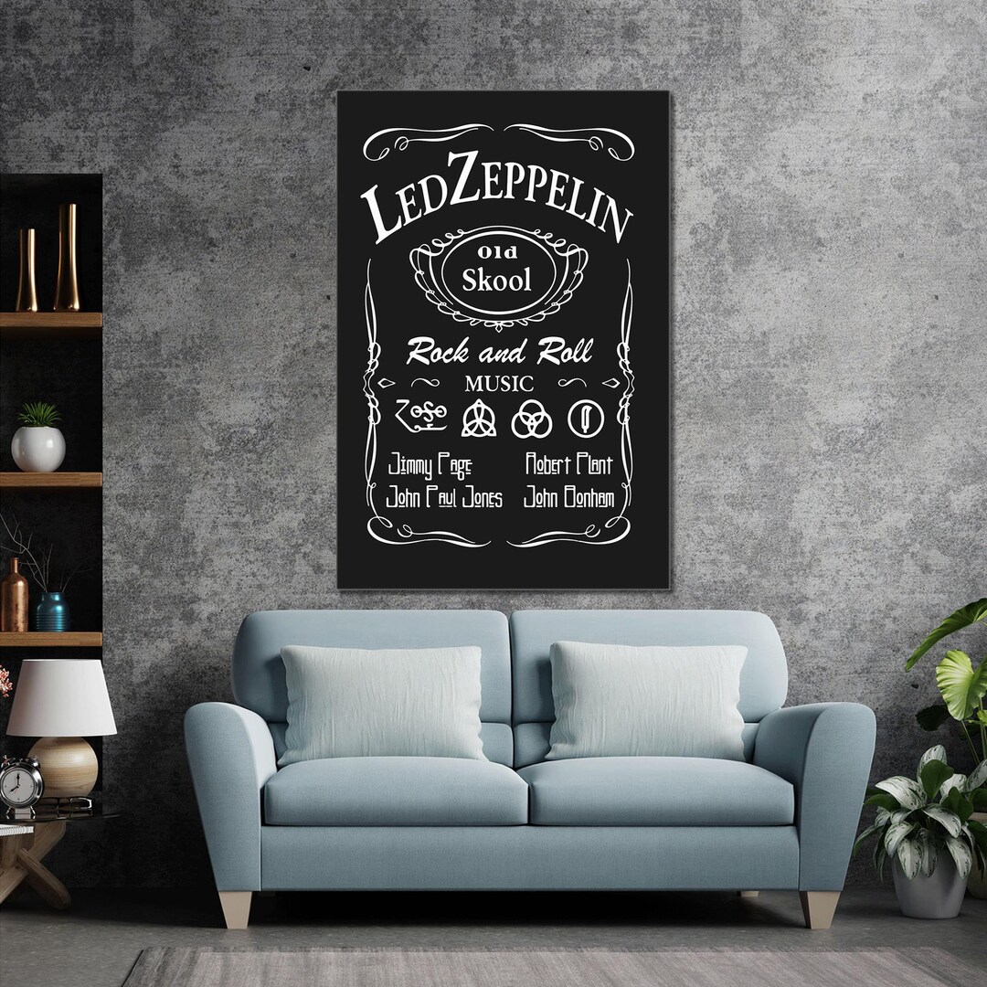 Décoration murale Led Zeppelin, oeuvre d'art sur toile rock old school ...