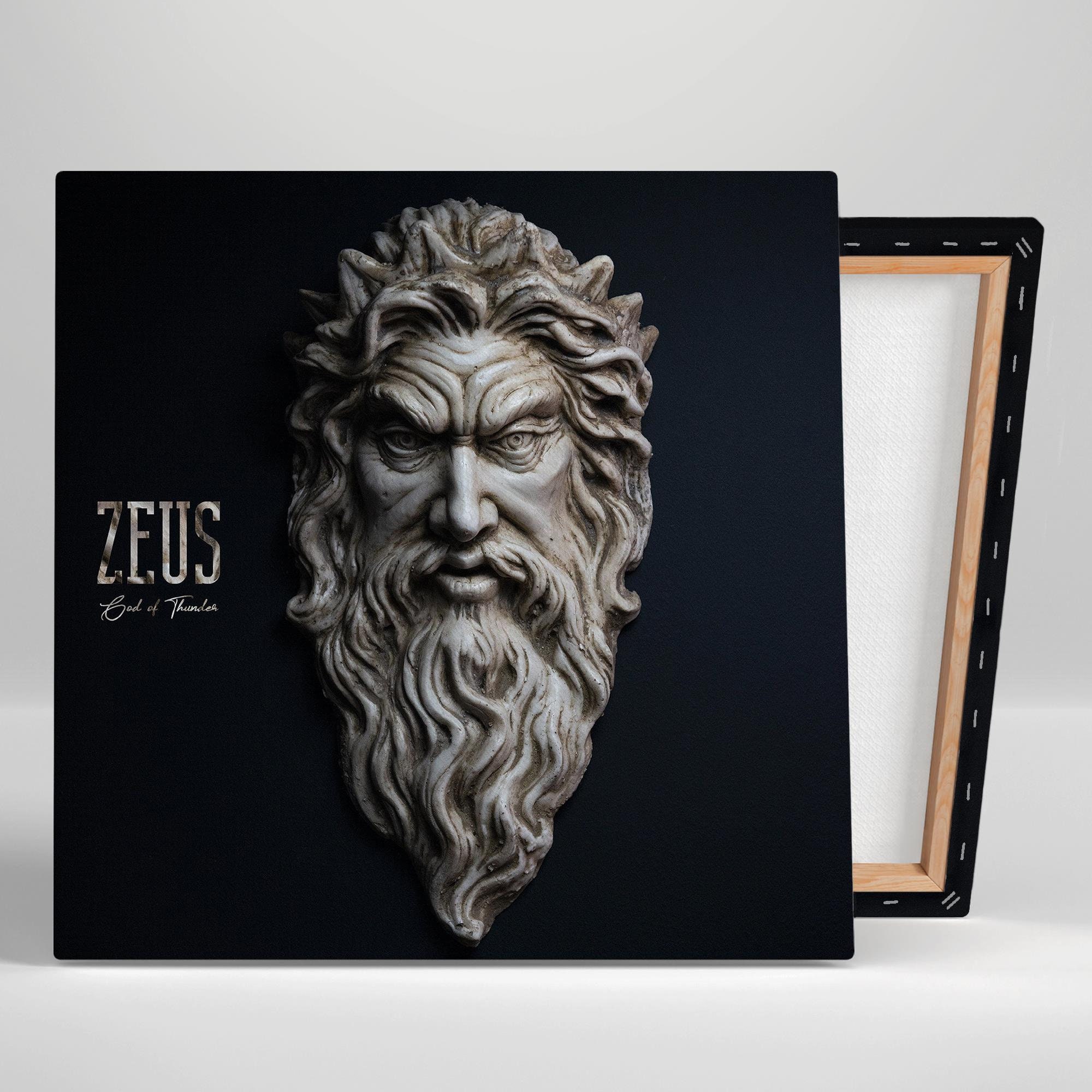 Zeus Thunderer Statue Wall Art, Greek Mythology Canvas Art, Modern ...