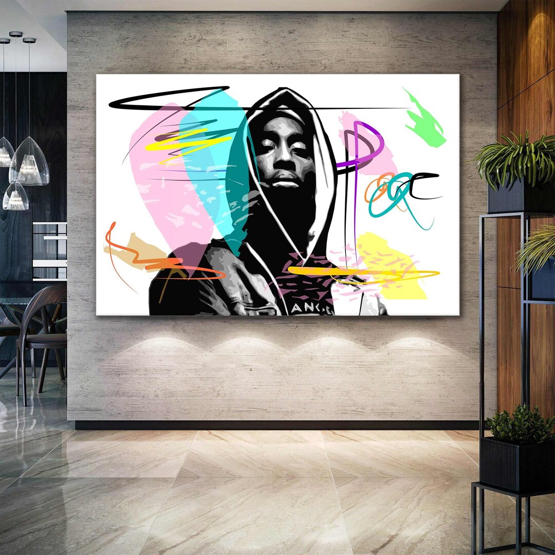 Tupac Shakur Wall Art, 2pac Poster, Rap Music Canvas Art, Colorful Wall ...