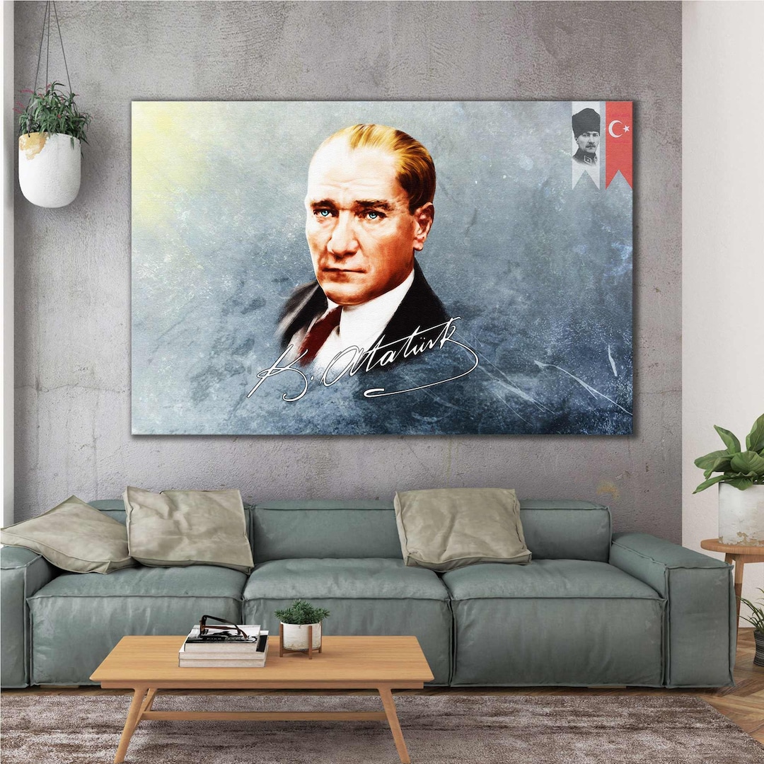 Art mural portrait Mustafa Kemal Atatürk, décoration murale signe Kemal ...