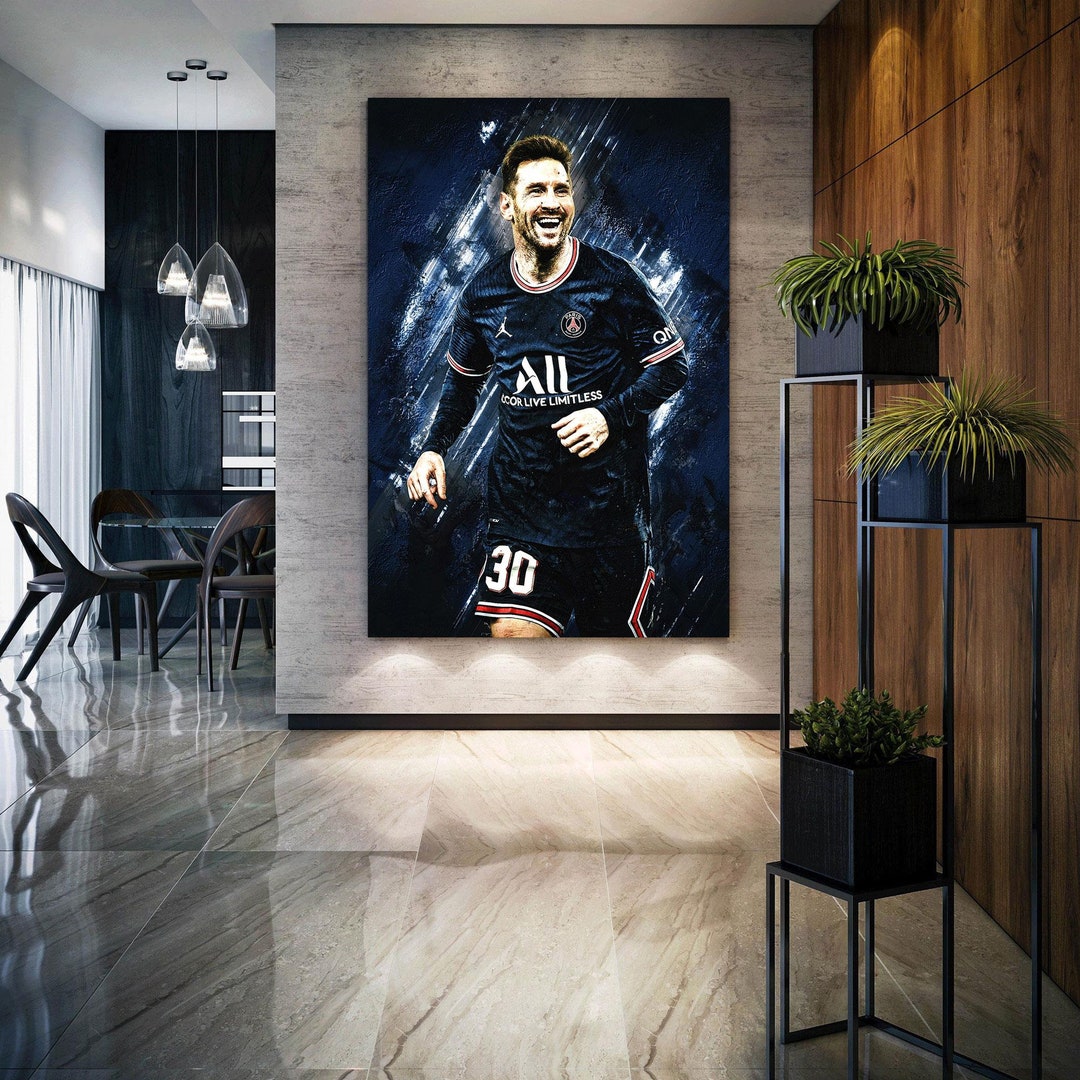Lionel Messi Wall Art, Football Canvas Art, Soccer Wall Decor, Roll up ...