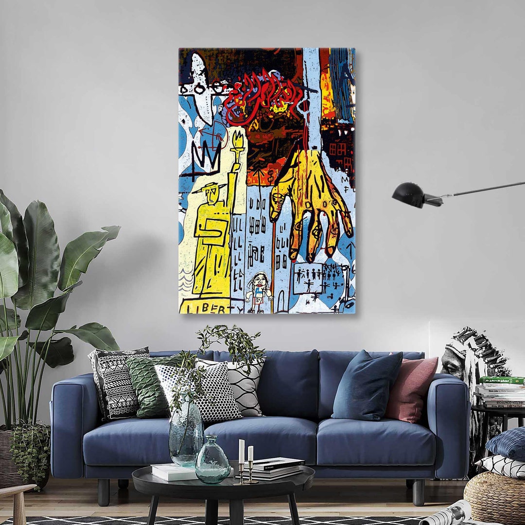 Cityscape Jean-michel Basquiat Style Abstract Roll up Canvas - Etsy