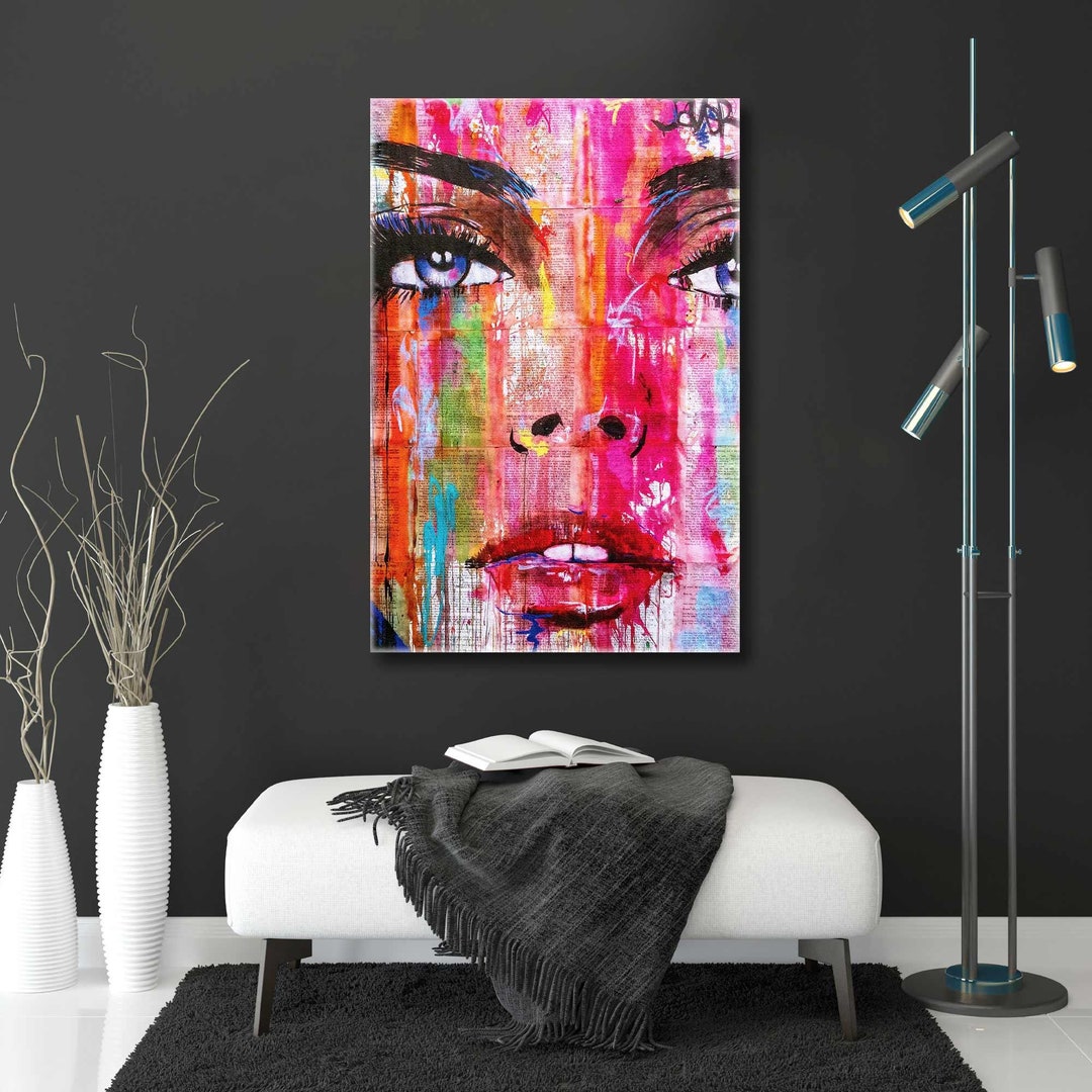 Art mural coloré, toile portrait de femme, décoration murale moderne ...