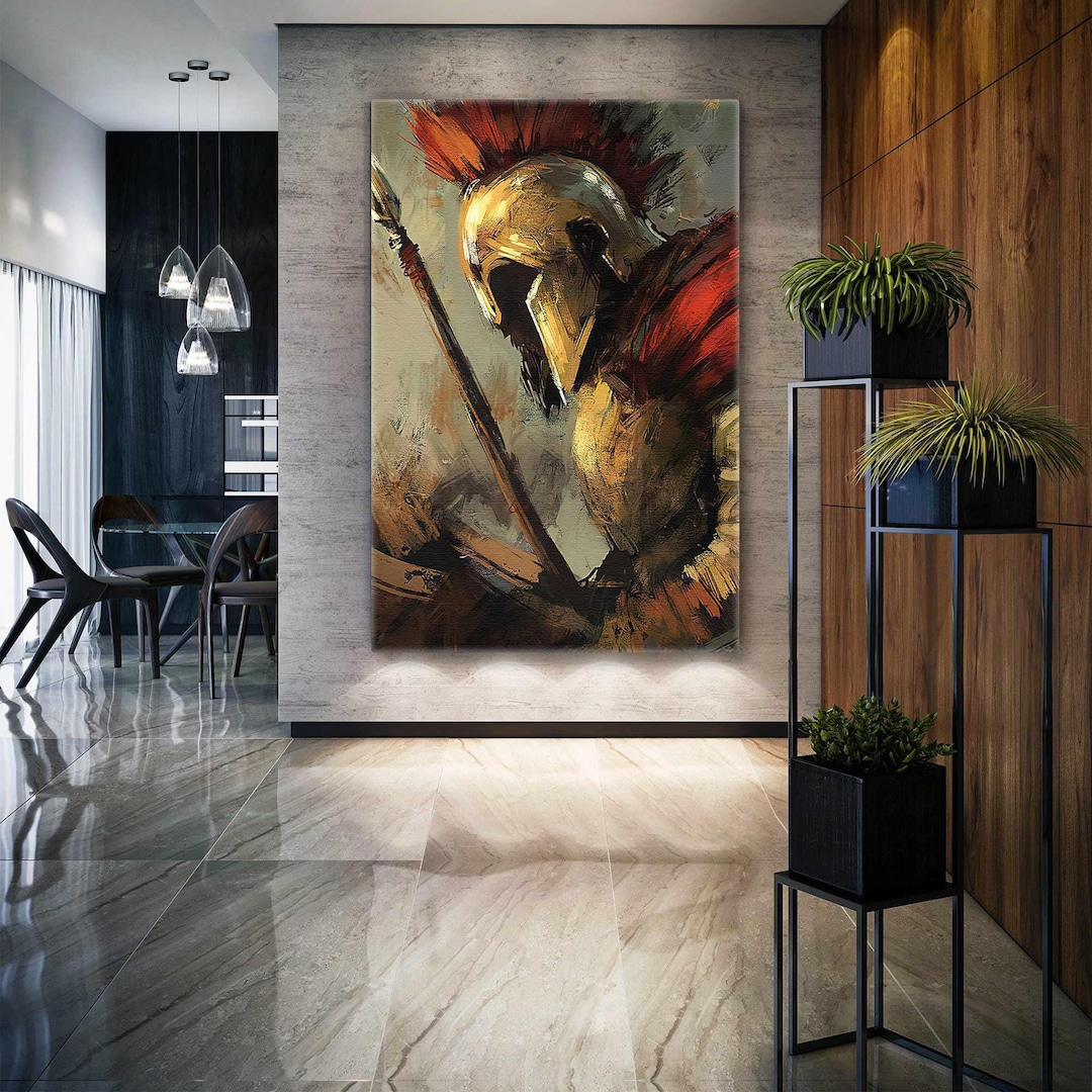 Gladiator Wall Art, Gold Armor Canvas Art, Luxury Wall Decor, Gift for ...
