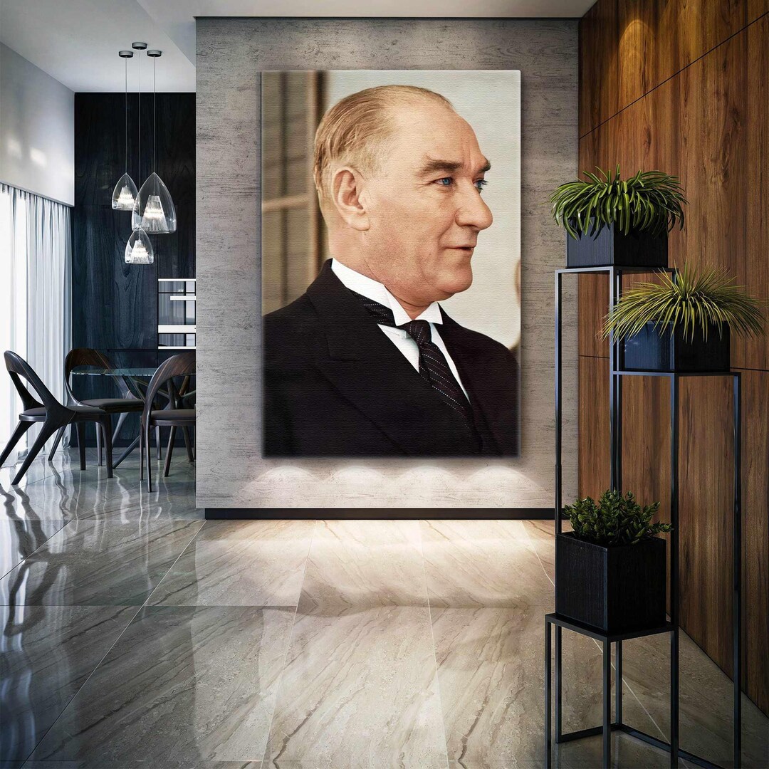 Mustafa Kemal Ataturk, Turkiye Wall Art, Smiling Wall Decor, Roll up ...