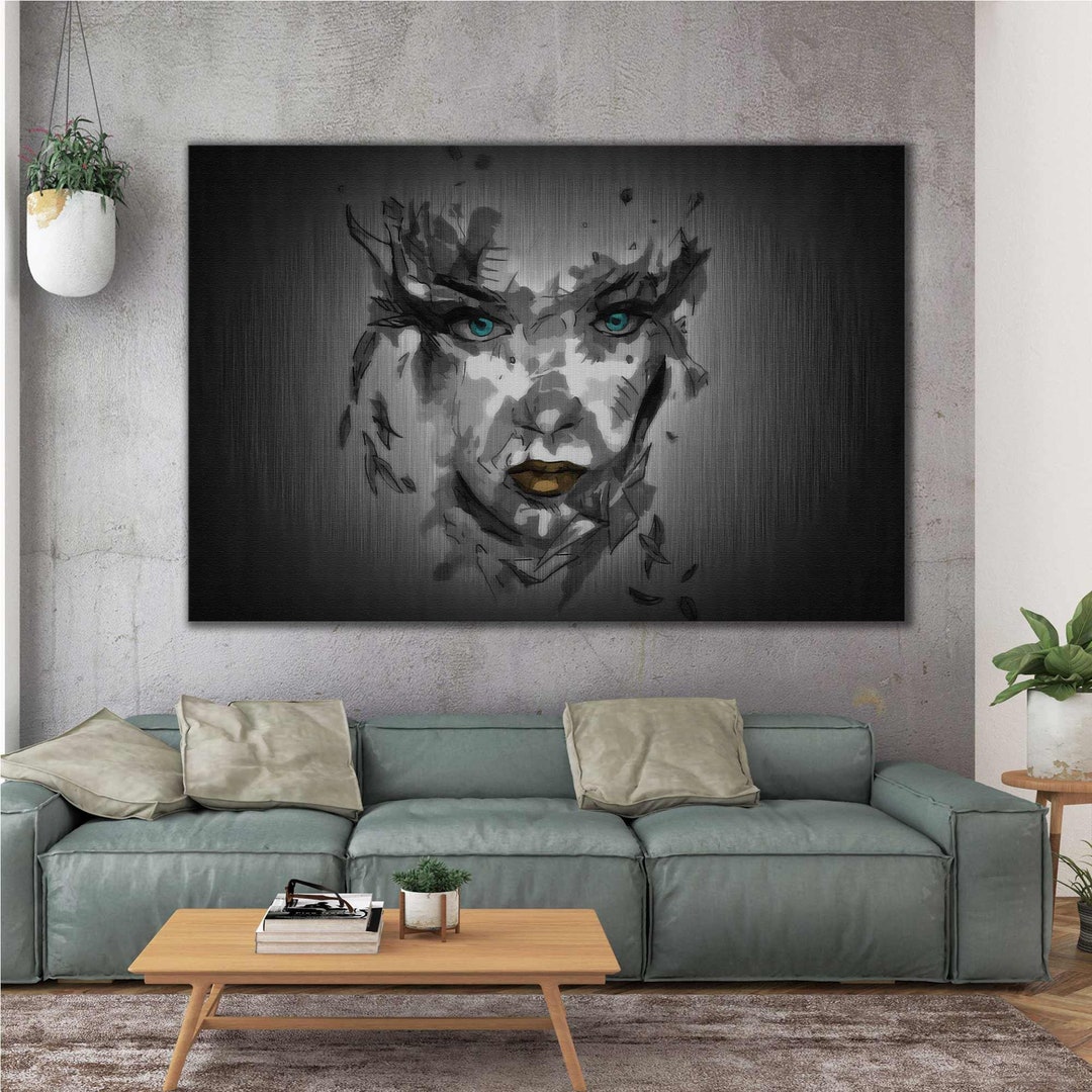 Graffiti Woman Face Street Art Illustration Roll up Canvas - Etsy