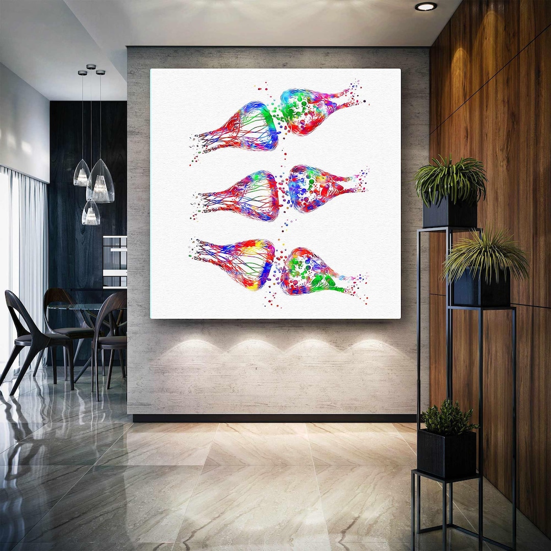 Colorful Neurology Synapse Wall Art, Brain Nervous System Canvas Art ...
