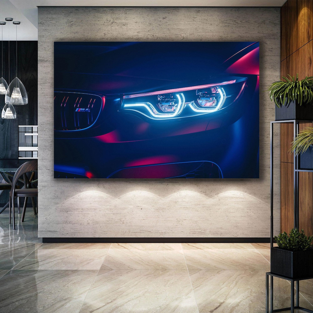Bmw M4 Car Wall Art, Car Led Canvas Art, Décoration murale de chambre ...