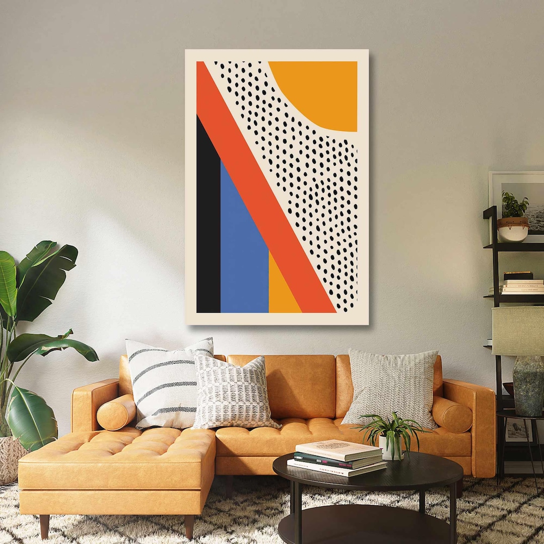 Art mural coloré, art minimal sur toile, décoration murale du milieu du ...