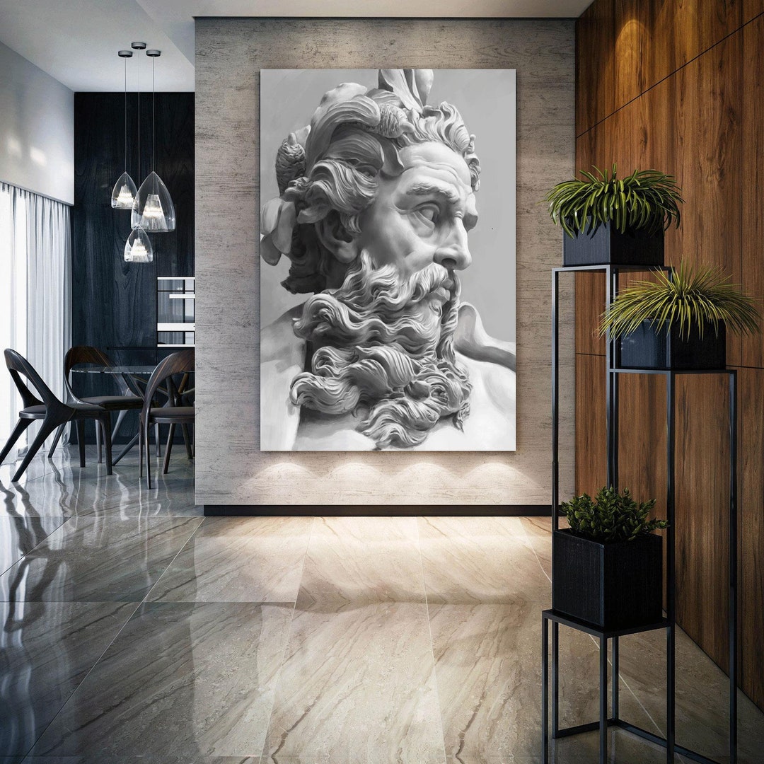 Art mural statue de Zeus, toile art mythologie grecque, décoration ...