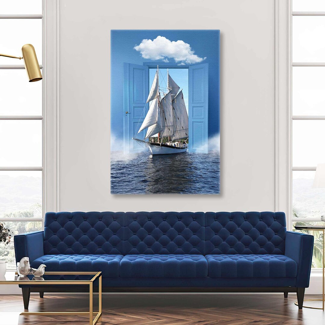 Sailing Ship Wall Art Surrealism Canvas Art Sea Wall Decor Etsy