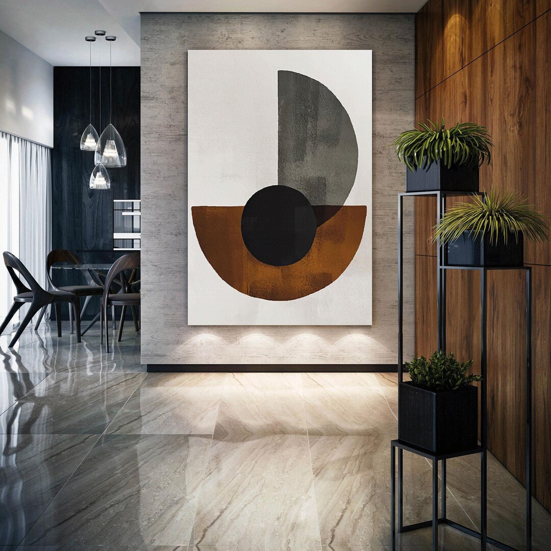 Geometric Round Wall Art, Circle Canvas Art, Modern Wall Decor, Roll up ...