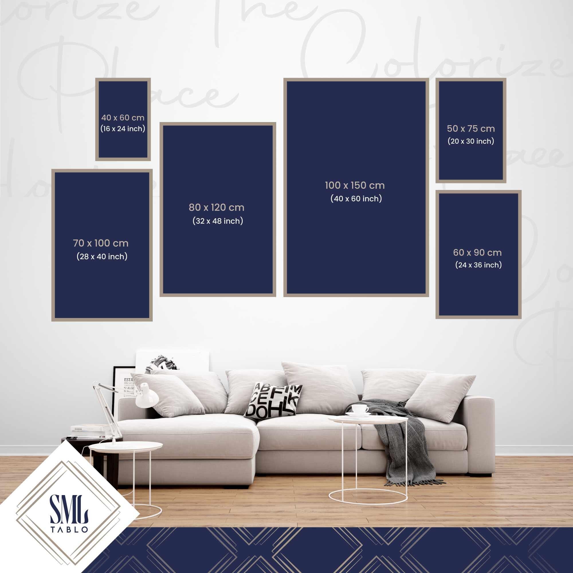 Art mural oiseaux bleus, arbre coloré sur toile, décoration murale ...