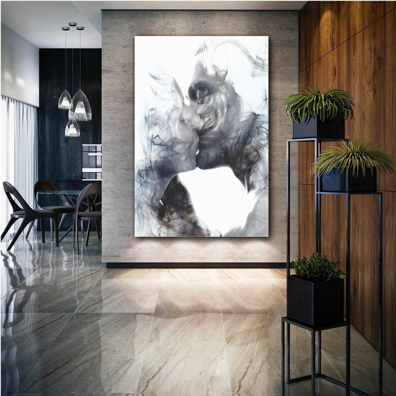 Kissing Couple Wall Art, Lover Canvas Art, Romantic Wall Decor, Roll up ...