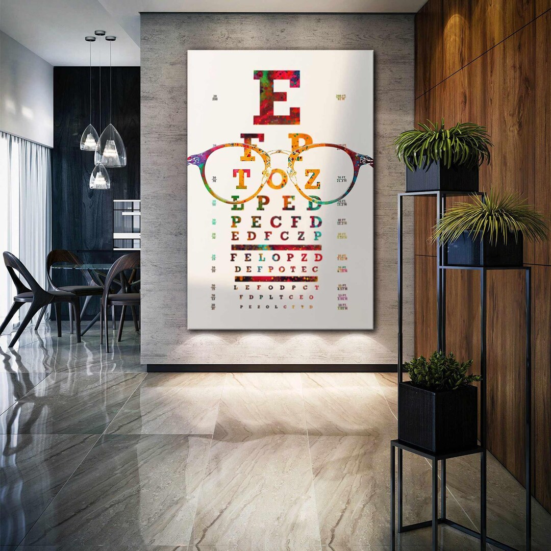 Colorful Wall Art, Glasses Wall Optical Wall Decor, Eye Test Wall Art ...