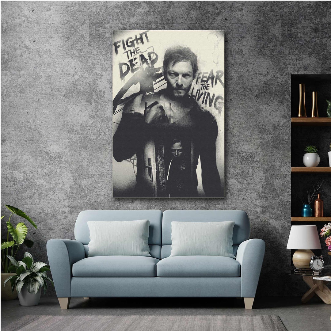 Daryl Dixon Wall Art, Flèche sur son dos Art sur toile, Décoration ...