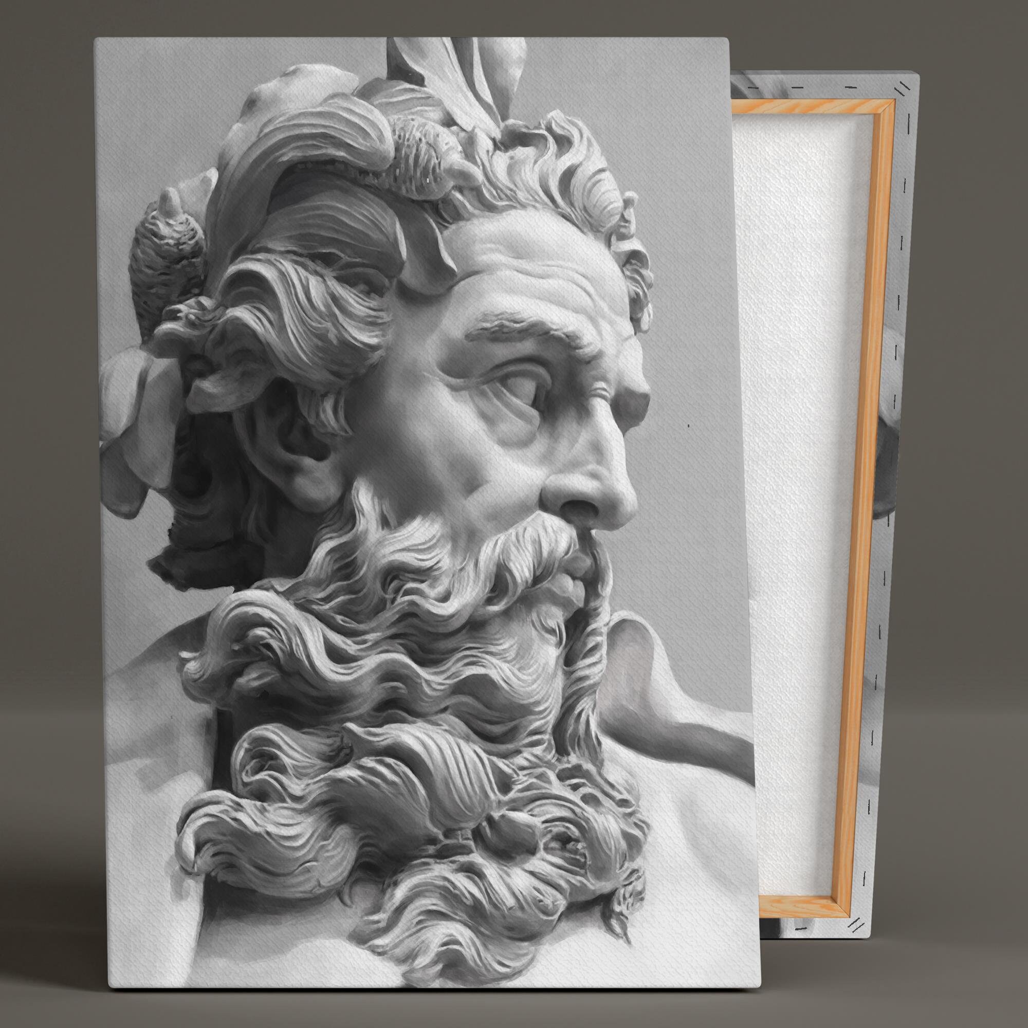 Art mural statue de Zeus, toile art mythologie grecque, décoration ...