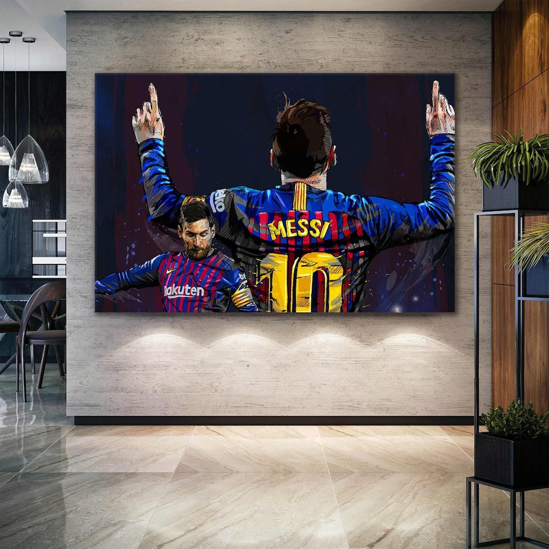 Lionel Messi Wall Art, Goat Football Canvas Art, Soccer Wall Decor ...