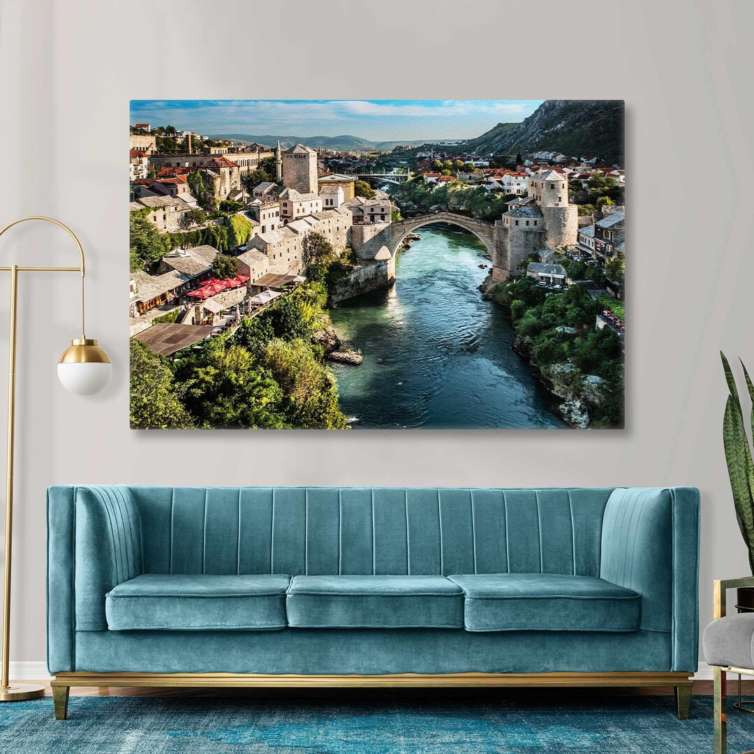 Historical Mostar Bridge Wall Decor, Bosnia and Herzegovina Wall Art ...