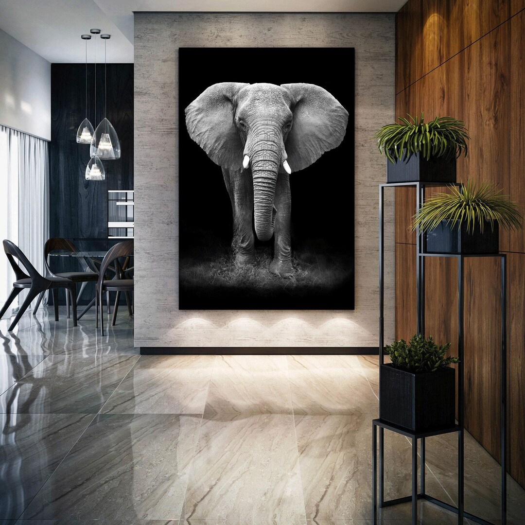 Elephant Wall Art, African Wild Life Wall Decor, Animal Canvas Art ...