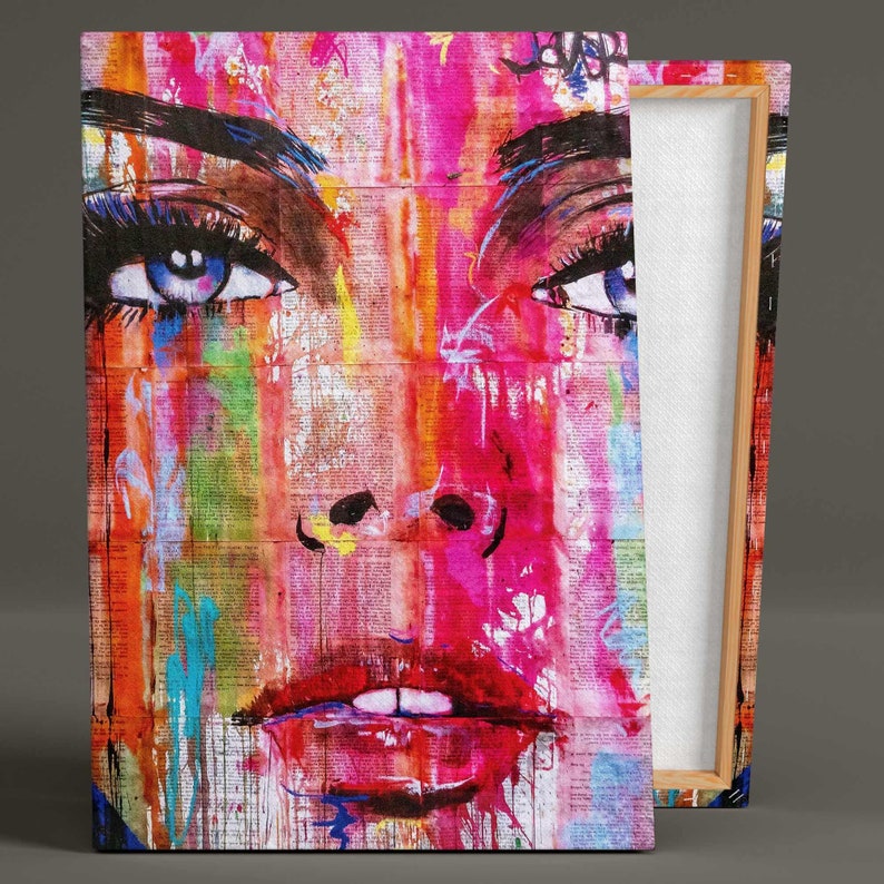 Art mural coloré, toile portrait de femme, décoration murale moderne ...