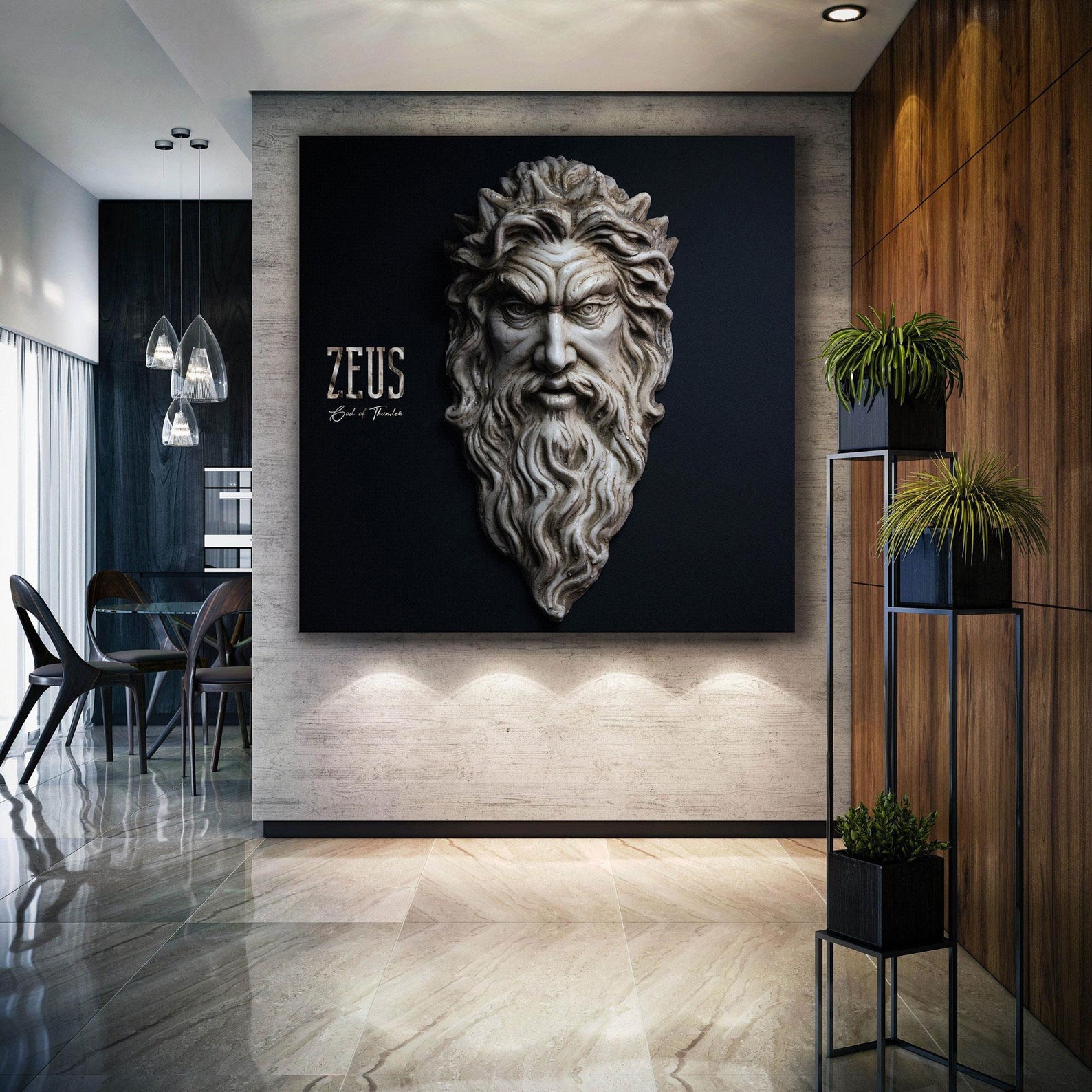Zeus Thunderer Statue Wall Art, Greek Mythology Canvas Art, Modern ...