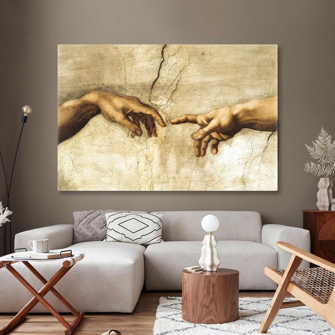 Creation of Adam Michelangelo Famous Fresco Roll up Canvas, Stretched ...