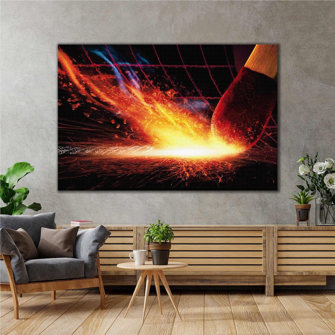Macro Shooting Spark Fire Match Burning Roll up Canvas, Stretched ...