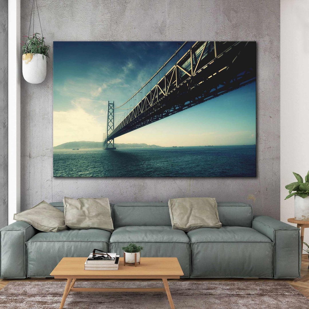 Iron Bridge Wall Art, Railway Sea Canvas Art, Bosphorus Wall Art Decor ...
