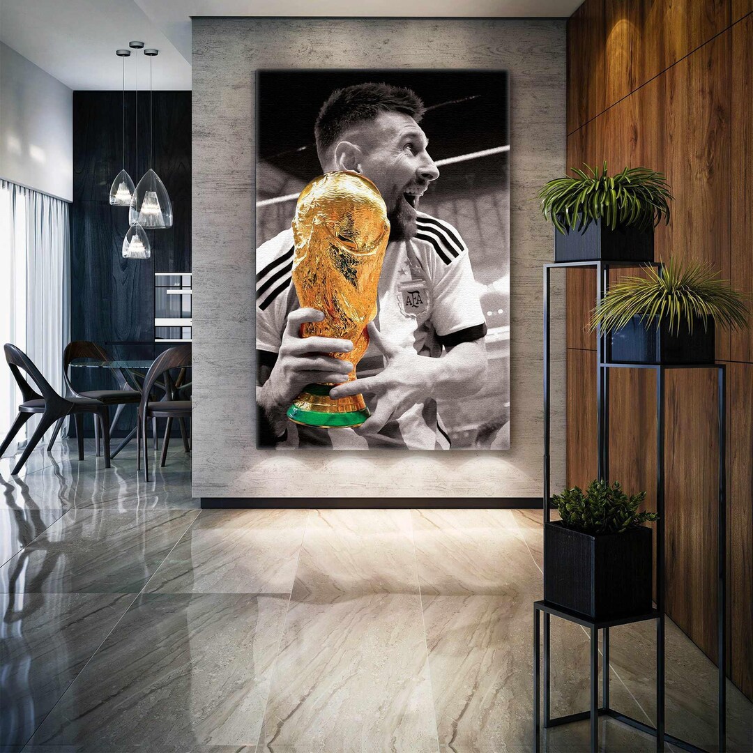 Lionel Messi Wall Art, World Cup Canvas Art, Football Wall Decor, Goat ...