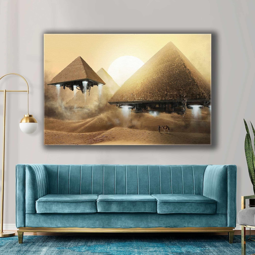 Egyptian Pyramids Wall Art, Futuristic Canvas Art, Modern Room Wall ...