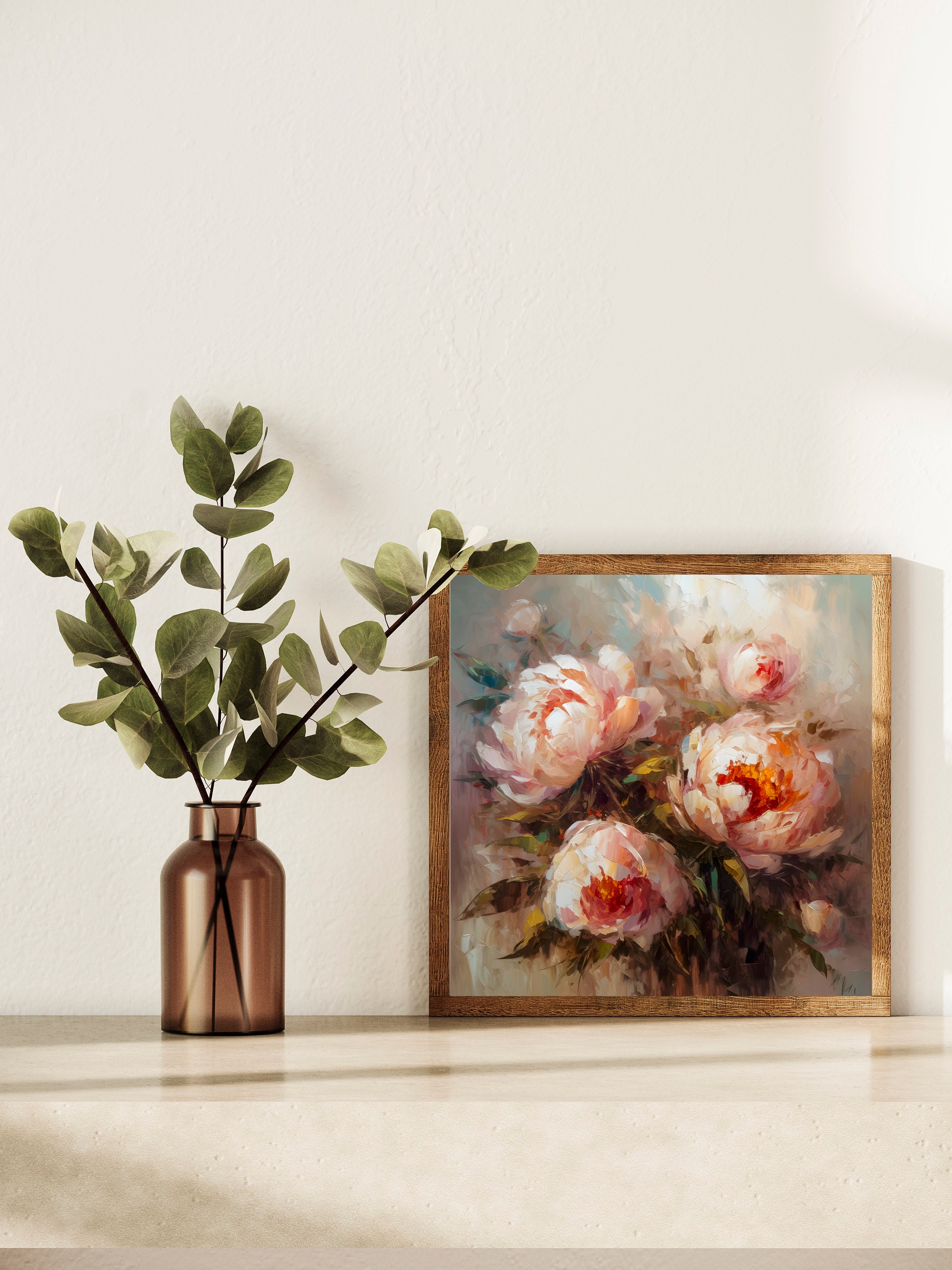 Art Prints Printable Art Oil Painting Print nursery Wall Decor Peony ...