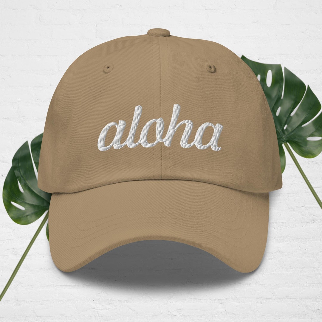 Aloha Dad Hat white Embroidery - Etsy