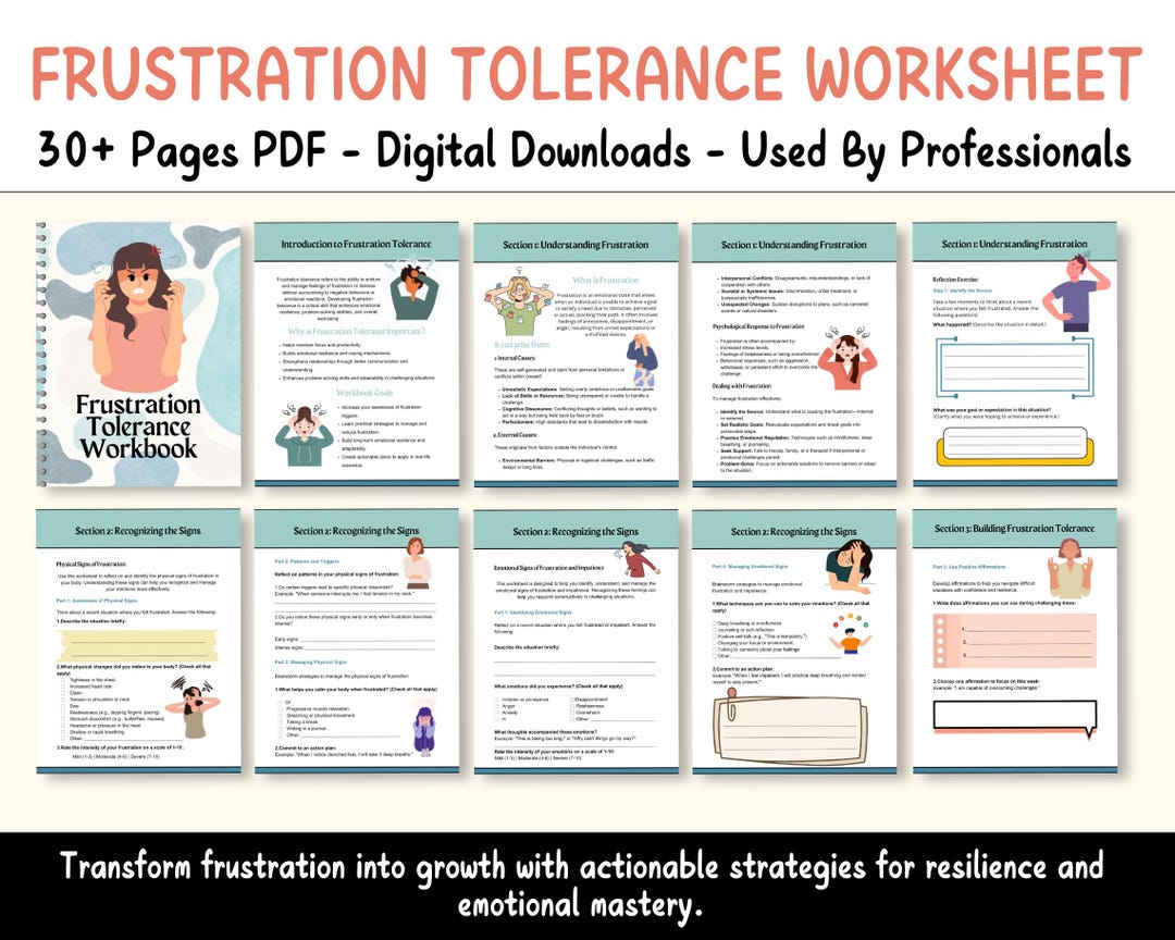 Frustration Tolerance Workbook for Kids, Emotional Regulation ...